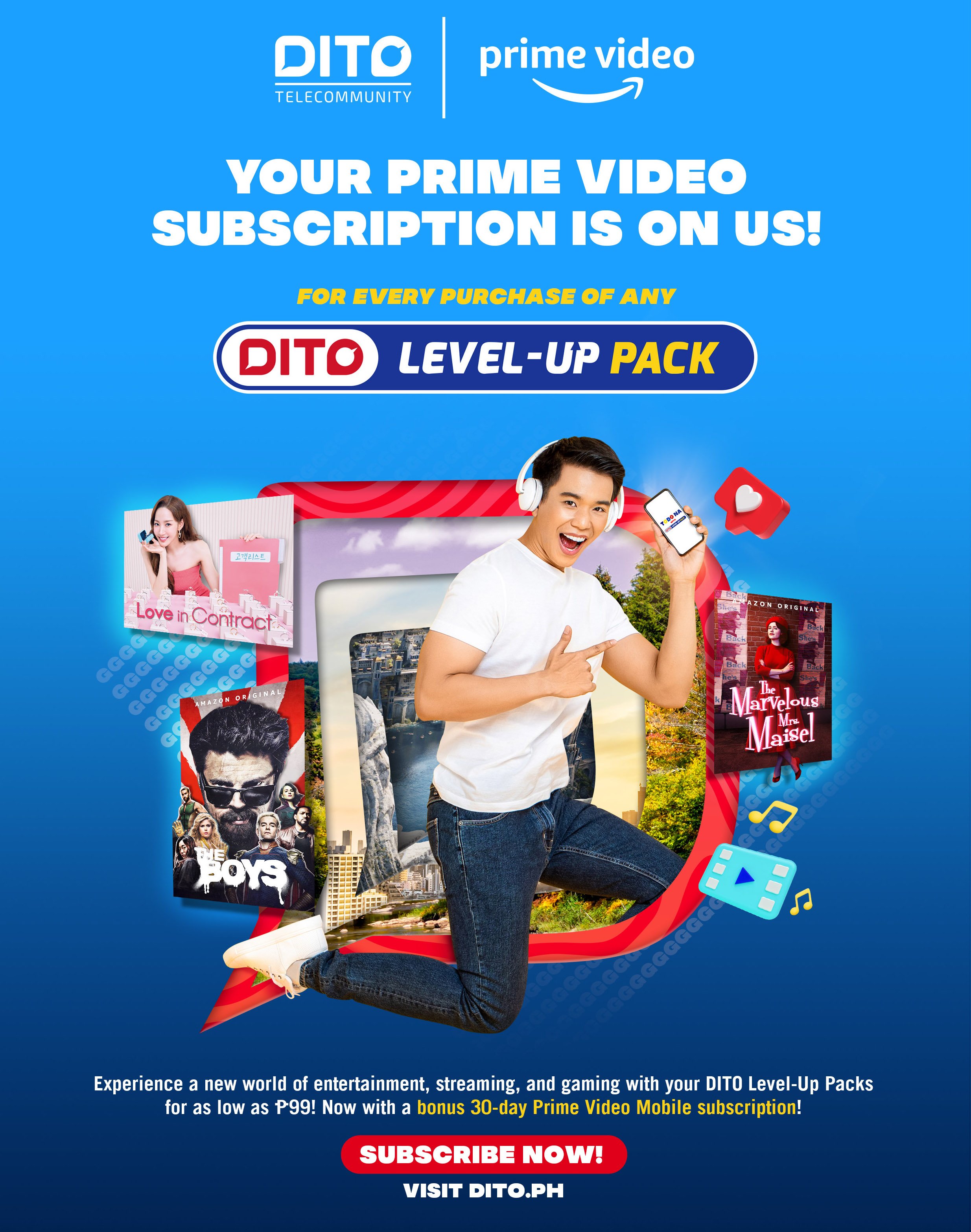 DITO Level Up Plan subscribers to enjoy Bonus 30-day Prime Video Mobile subscription